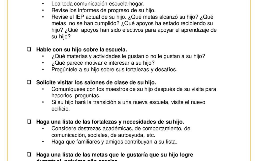 Parent Involvement in the IEP Process – Spanish April 2021 | SPAN ...